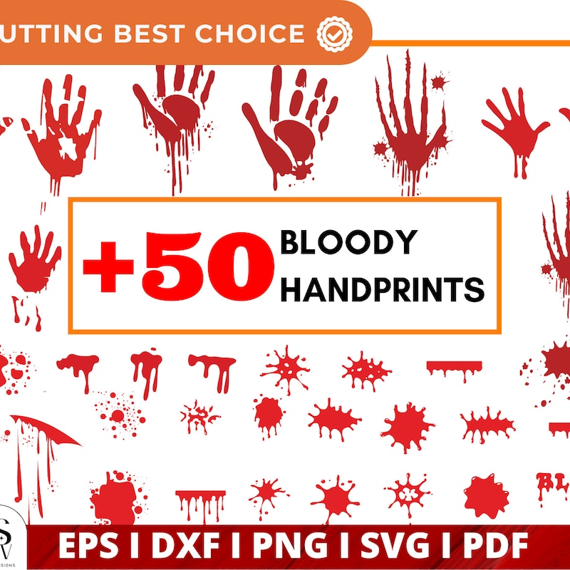 Bloody Handprint Svg - Etsy