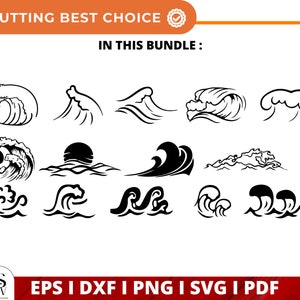 Wave Svg Bundle, Waves Svg, Waves Silhouette, Wave Vector File, Png ...