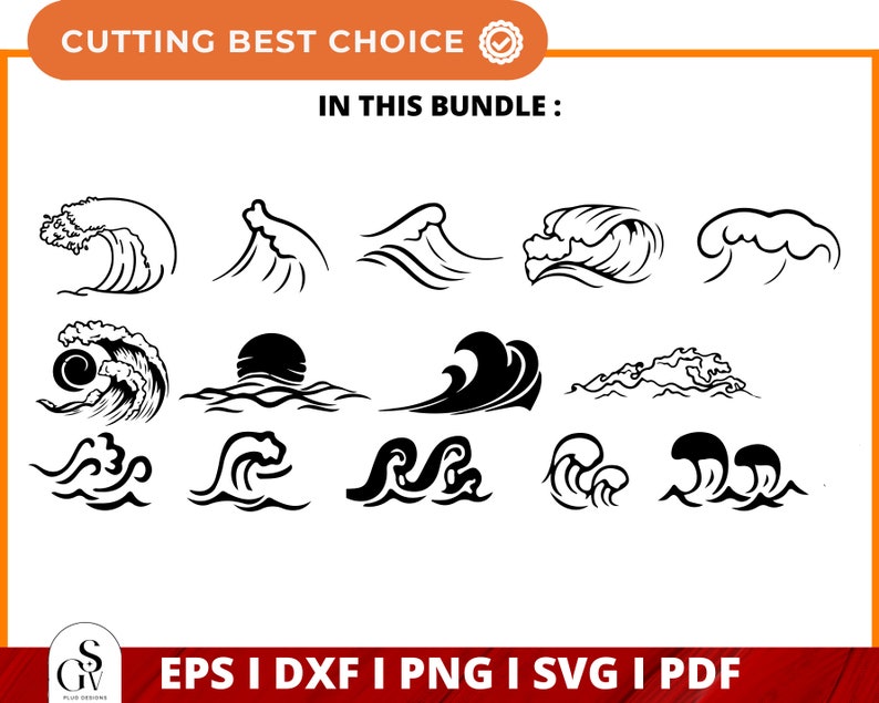 Wave Svg Bundle, Waves Svg, Waves Silhouette, Wave Vector File, Png ...