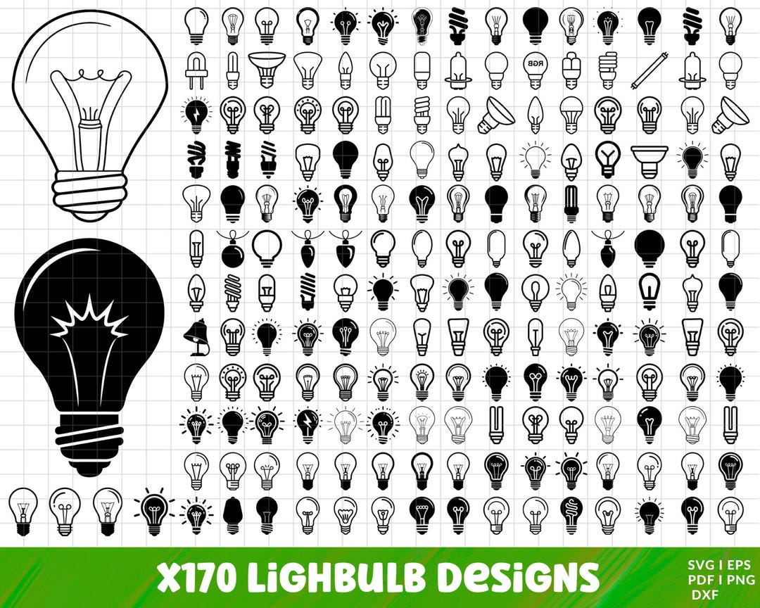 Light Bulb SVG Bundle , Light Bulbs PNG Bundle, Lightbulb Clip Art ...