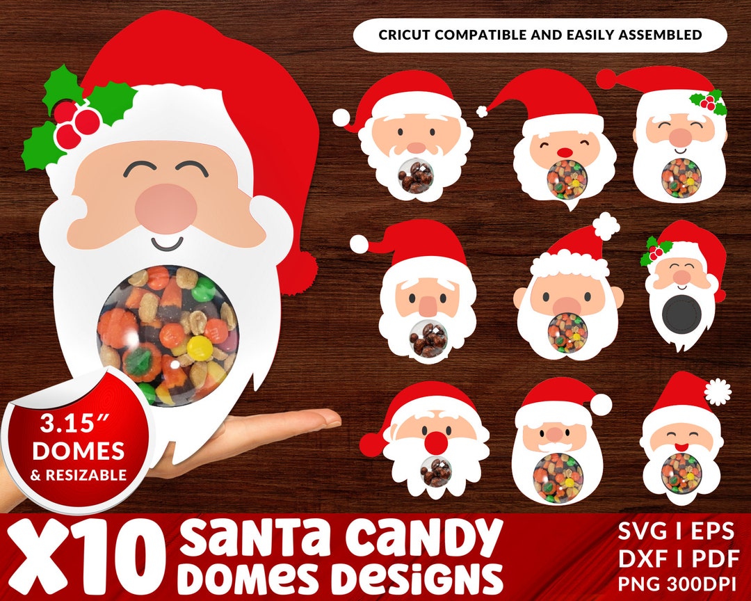 Santa Candy Ornament, Christmas Candy Dome SVG Bundle, Candy Ornaments ...