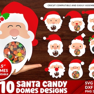 Santa Candy Ornament, Christmas Candy Dome SVG Bundle, Candy Ornaments ...