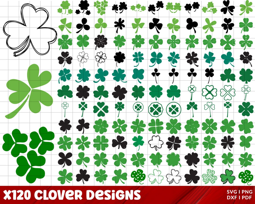 Clover Svg Bundle, Clover PNG Bundle, Shamrock Cricut Design, Clover ...
