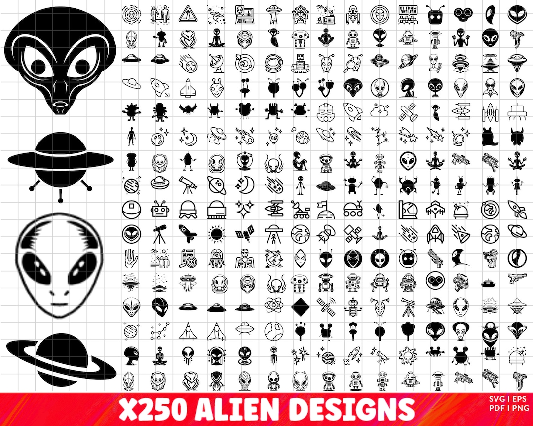 Alien SVG Bundle, Alien PNG Bundle, Alien Clipart, Alien Cut Files for ...