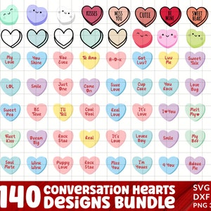 Candy Hearts Svg, Conversation Hearts SVG, Candy Hearts Png, Layered ...