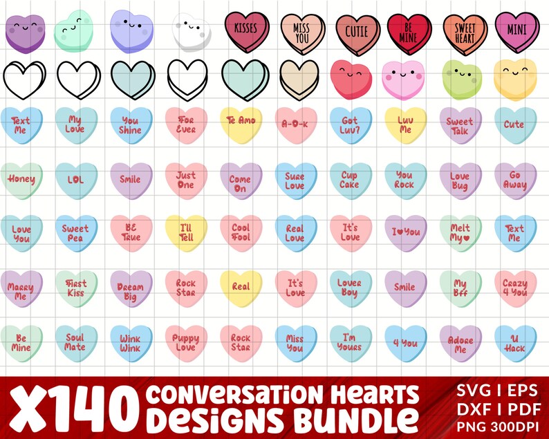 Candy Hearts Svg Conversation Hearts SVG Candy Hearts Png - Etsy