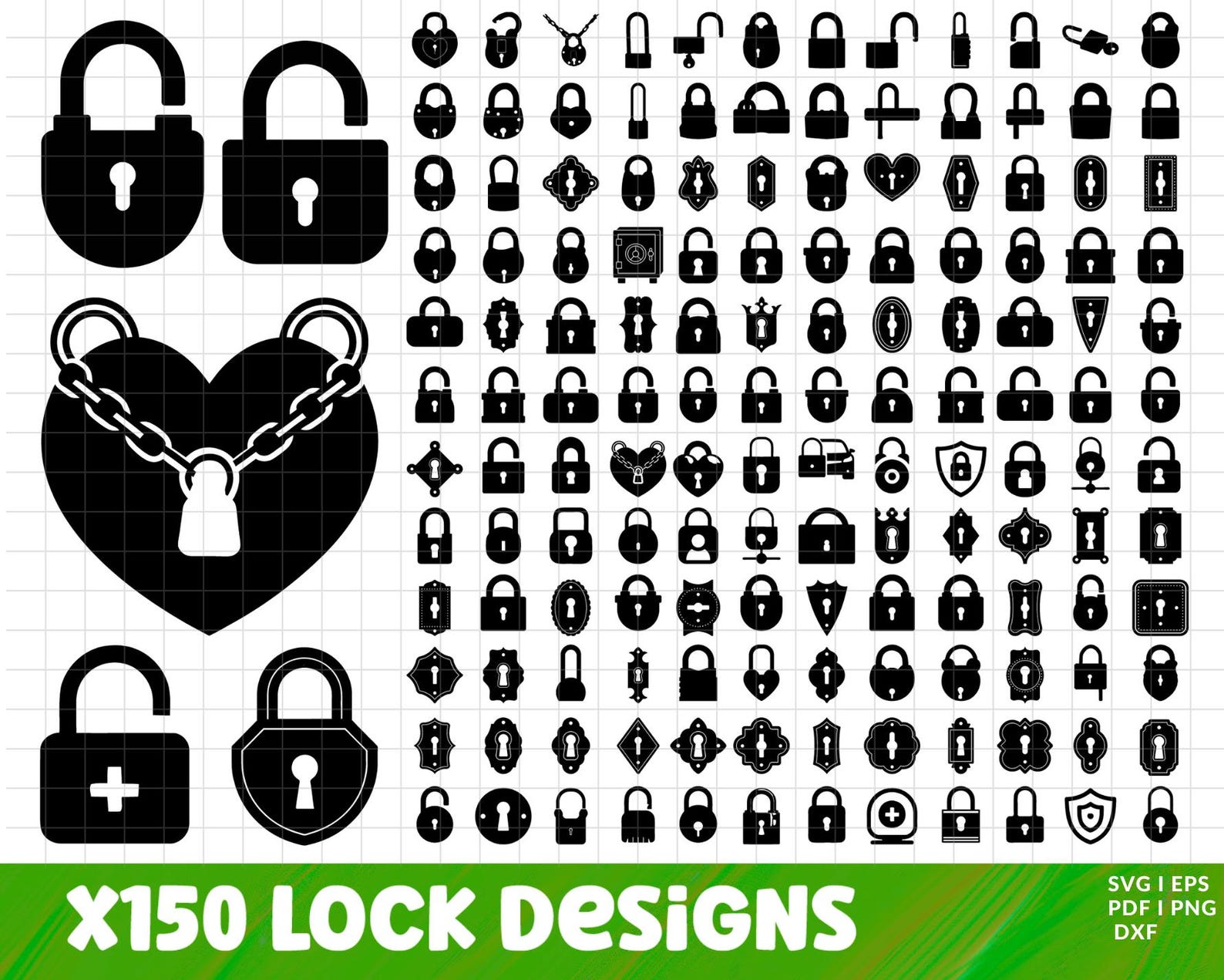 Lock SVG Bundle , Lock PNG Bundle, Lock Clipart, Lock SVG Cut Files for ...