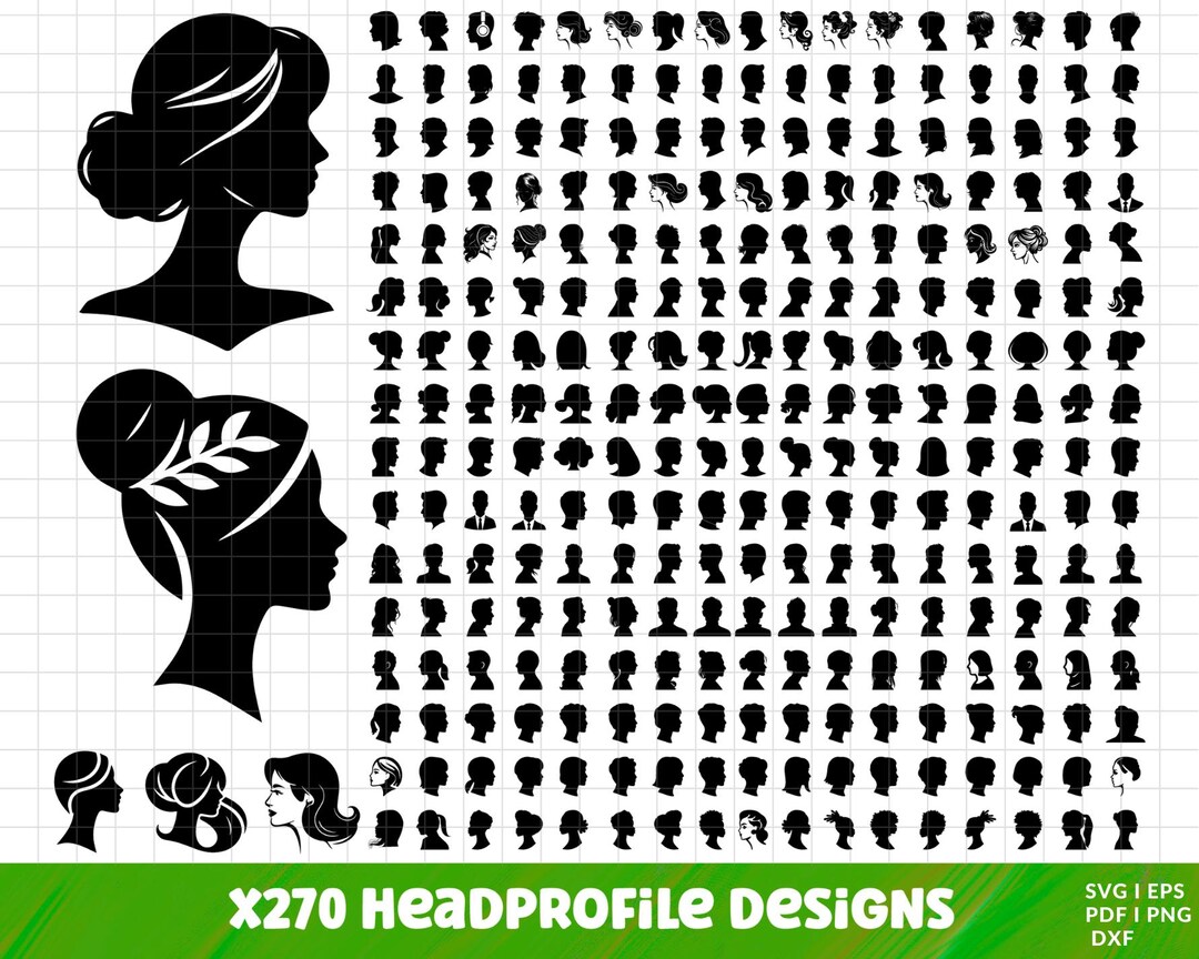 Head Profile SVG Bundle, Head Profile PNG, Head Profile Clipart, Human ...