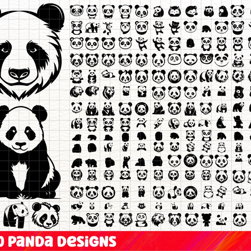 Cartoon Panda Faces - Etsy