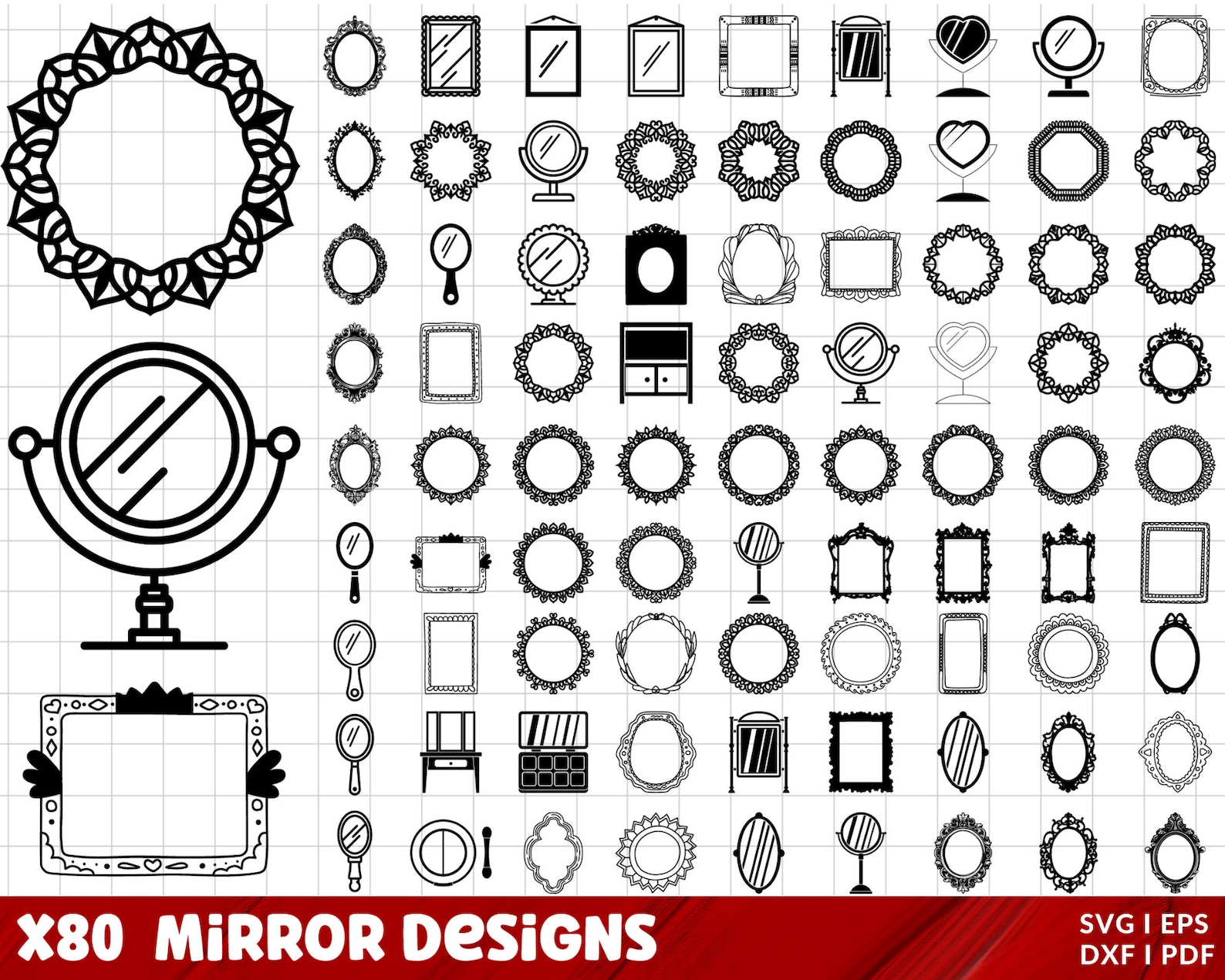 Mirror SVG Bundle, Mirror PNG Bundle, Mirror Clipart, Frame SVG Cut ...