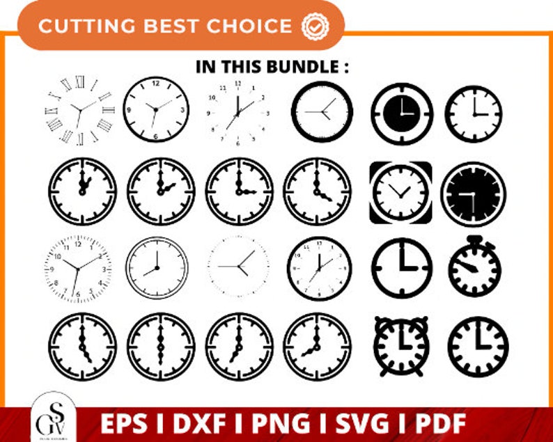 Clock Face Svg Clock Svg Clock Face Clipart Bundle Cut - Etsy