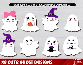 Cute Halloween Ghost Bundle SVG, Halloween Svg, Ghost Bundle Svg ...