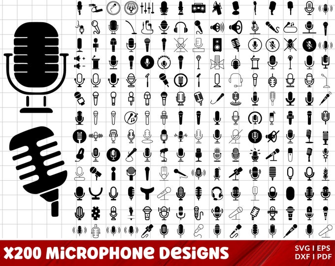 Microphone Stand Silhouette SVG Pack 10 Designs Digital Download ...