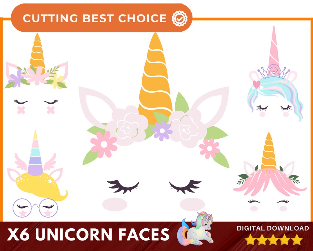 Unicorn Faces Svg ,unicorn Svg File, Unicorn Birthday Svg ,unicorn ...