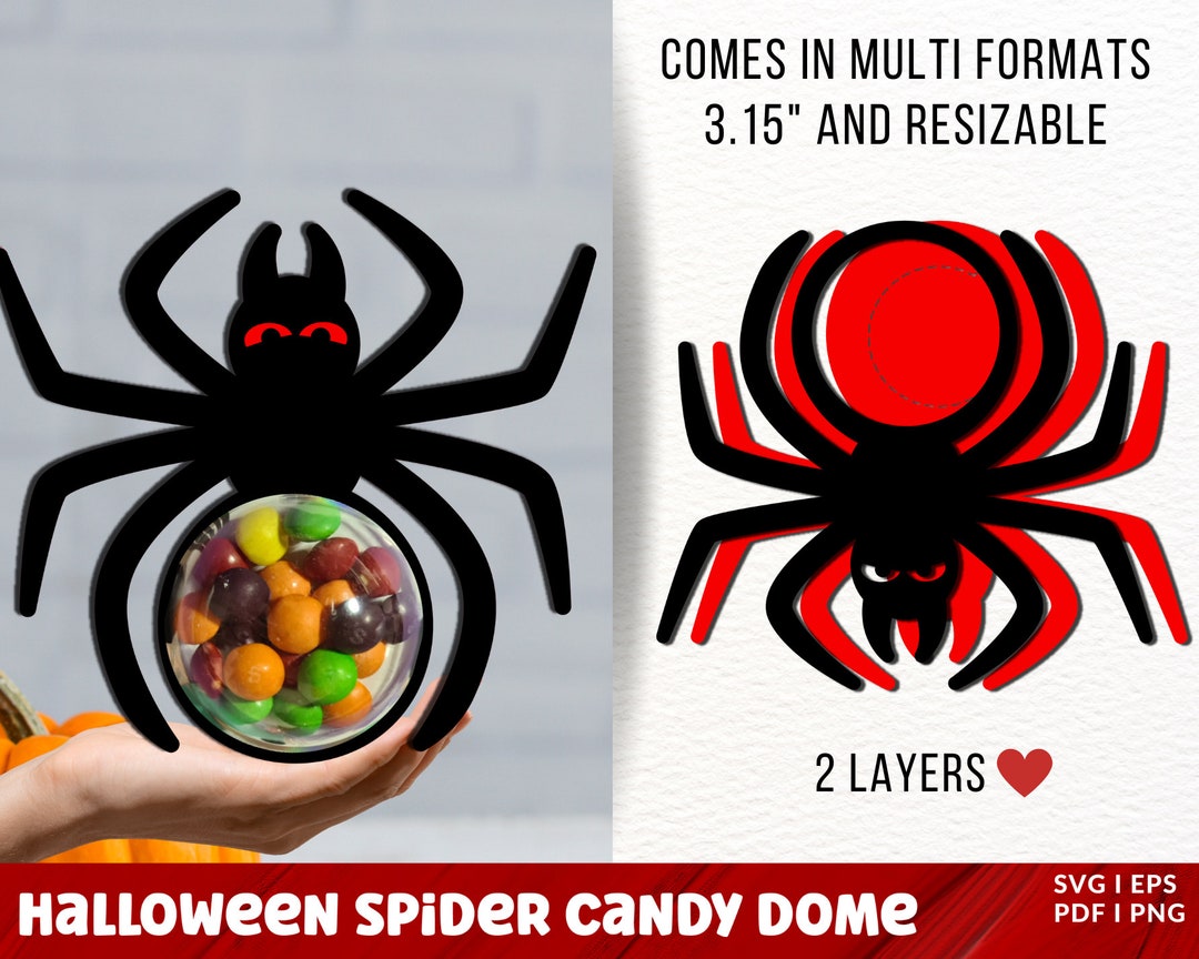 Halloween Candy Dome SVG Bundle, Halloween Candy Holder SVG, Spider ...