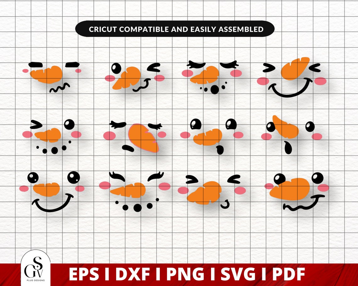 Snowman Faces Svg Snowman Svg Snowman Clipart Christmas Svg - Etsy