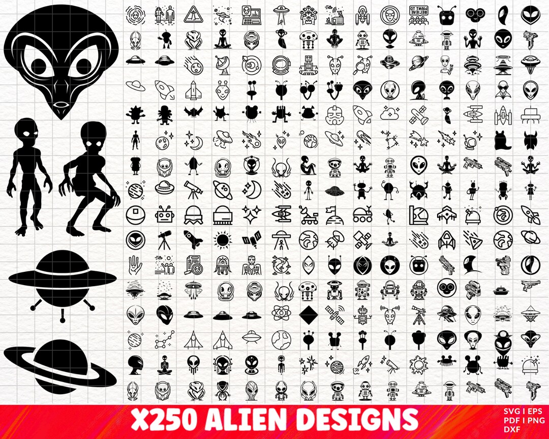 Alien SVG Bundle, Alien PNG Bundle, Alien Clipart, Alien Cut Files for ...