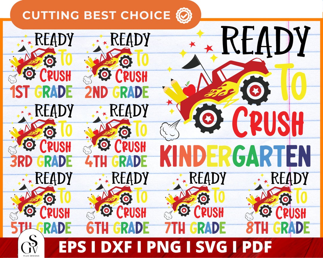 Ready to Crush Pre-k Svg, Back to School Svg, Monster Truck Svg ...