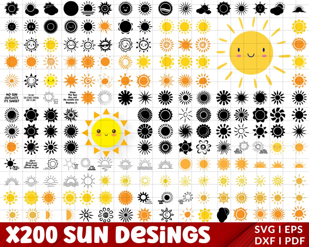 Sun Svg Files for Cricut, Sun Svg Bundle, Sun Png Dxf Pdf, Summer Sun ...