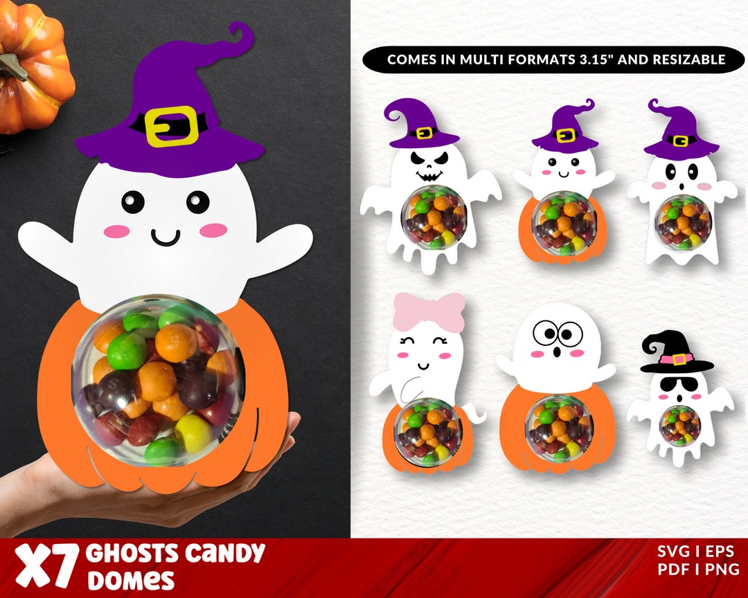 Halloween Candy Dome SVG Bundle, Ghost Candy Dome Svg, Candy Ornaments ...