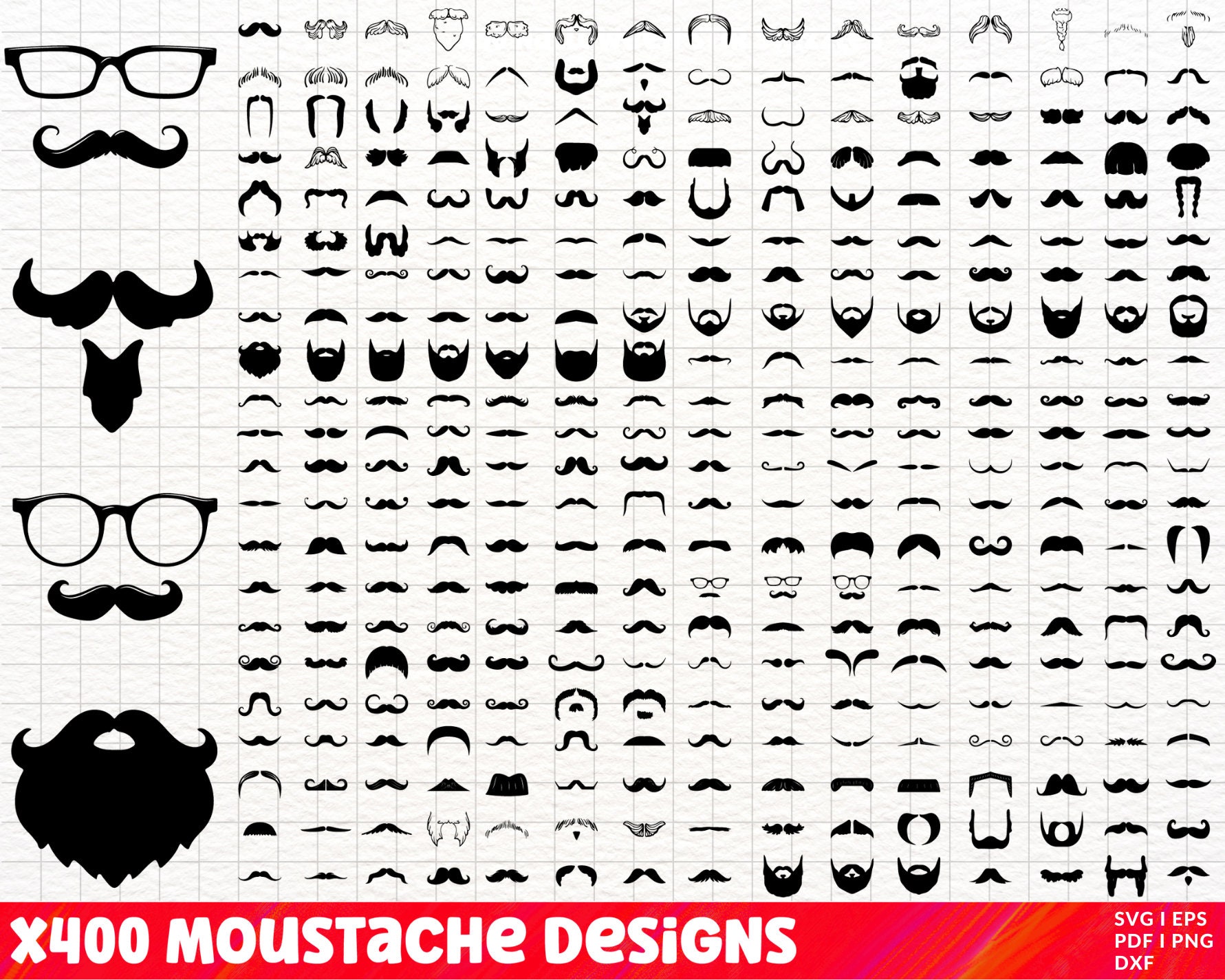Mustache SVG Bundle, Mustache PNG Bundle, Mustache Clipart, Mustache ...