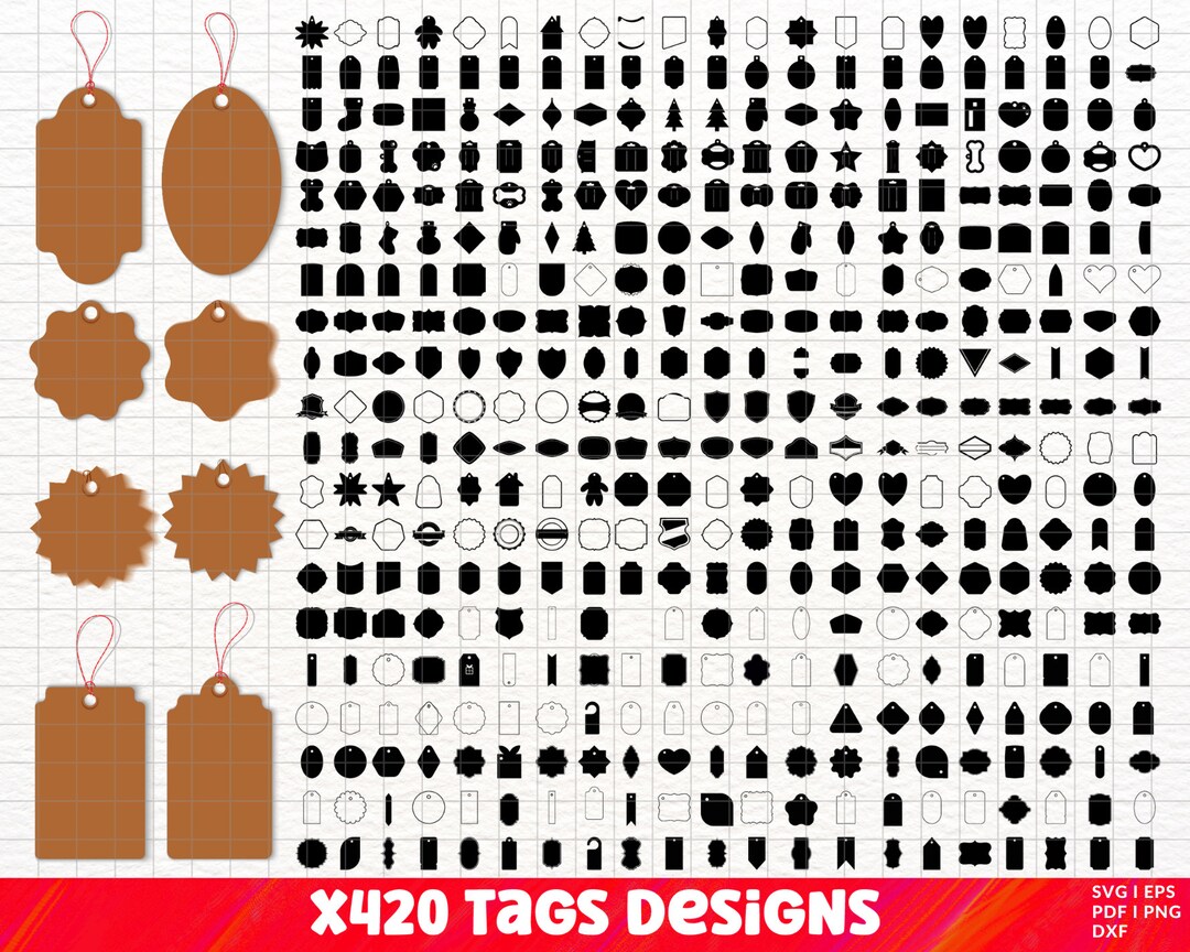 Tags SVG Bundle, Tags PNG Bundle, Tags Clipart, Tags SVG Cut Files for Cricut, Banner Svg ...