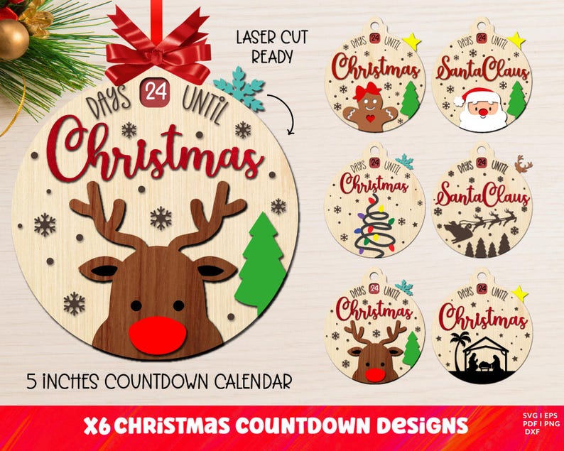 Christmas Countdown SVG, Christmas Ornaments SVG, Laser Cut Files, Days ...