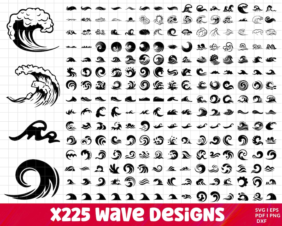 Wave SVG Bundle, Wave PNG Bundle, Wave Clip Art, Wave Cut Files for ...