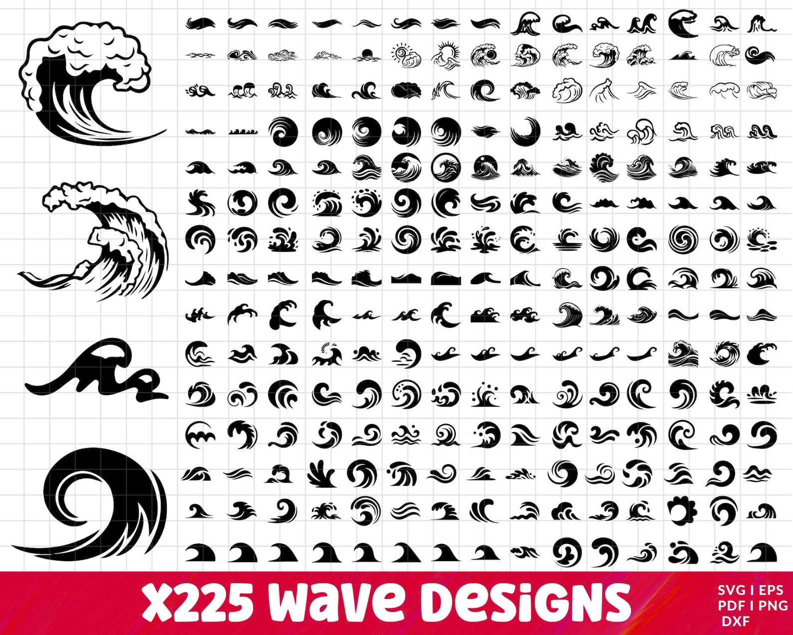 Wave SVG Bundle, Wave PNG Bundle, Wave Clip Art, Wave Cut Files for ...