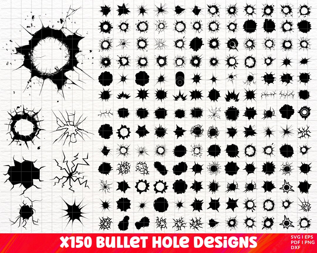 Bullet Hole SVG Bundle, Bullet Hole PNG Bundle, Bullet Hole Clipart ...