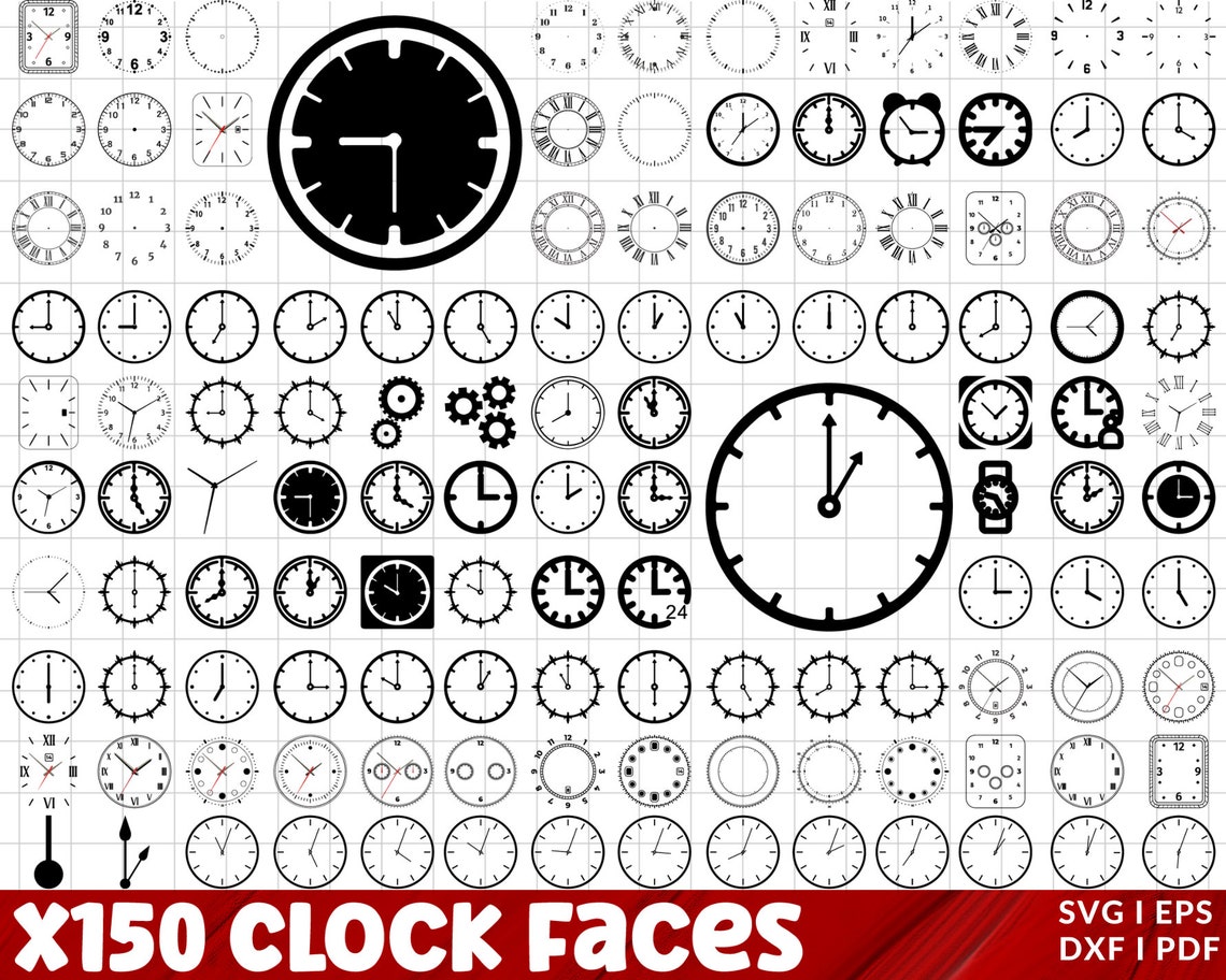 Clock Face Svg, Clock Svg, Clock Face Clipart Bundle Cut Files, Clock ...