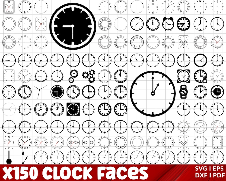 Clock Face Svg Clock Svg Clock Face Clipart Bundle Cut - Etsy