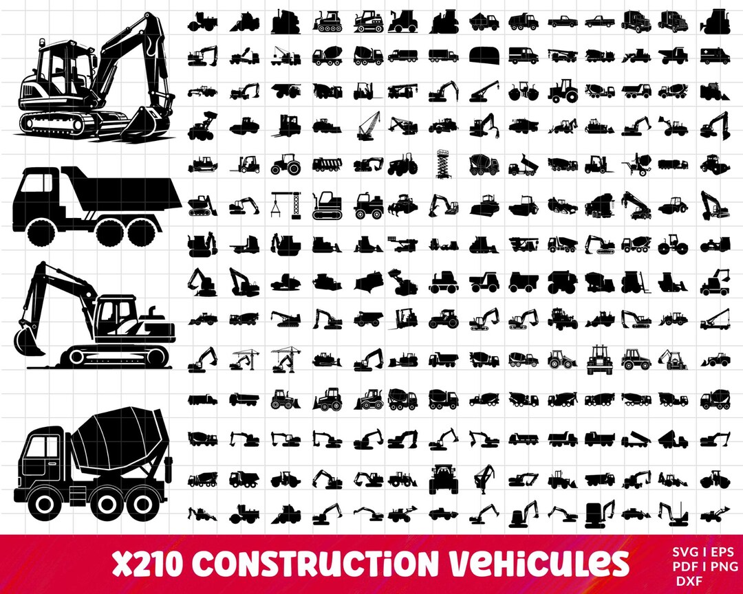 Construction Vehicles SVG, Construction Vehicles PNG, Heavy Machinery ...
