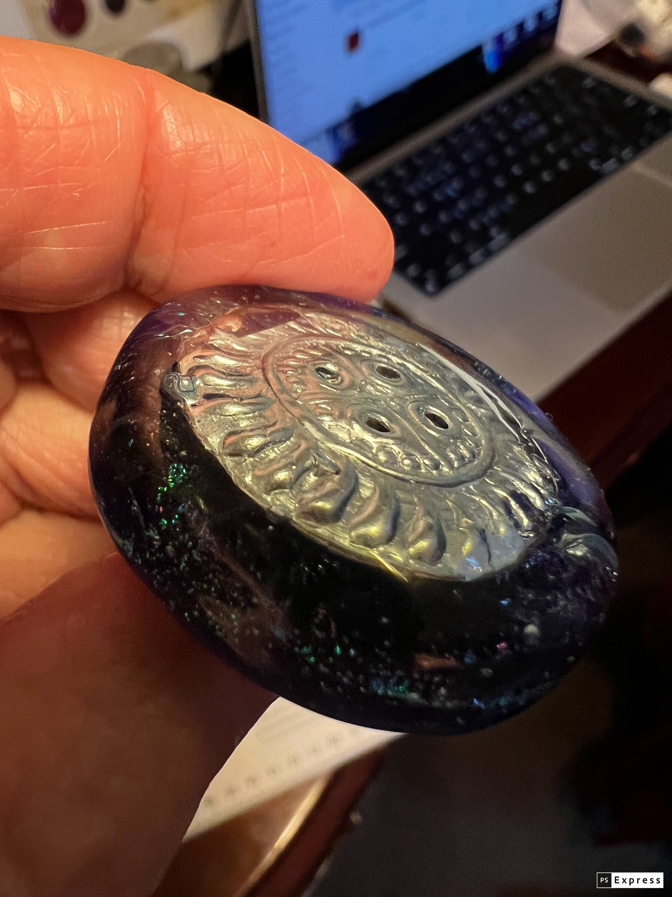A Button Within a Button Handhammered Fine Silver Button Encased Under ...
