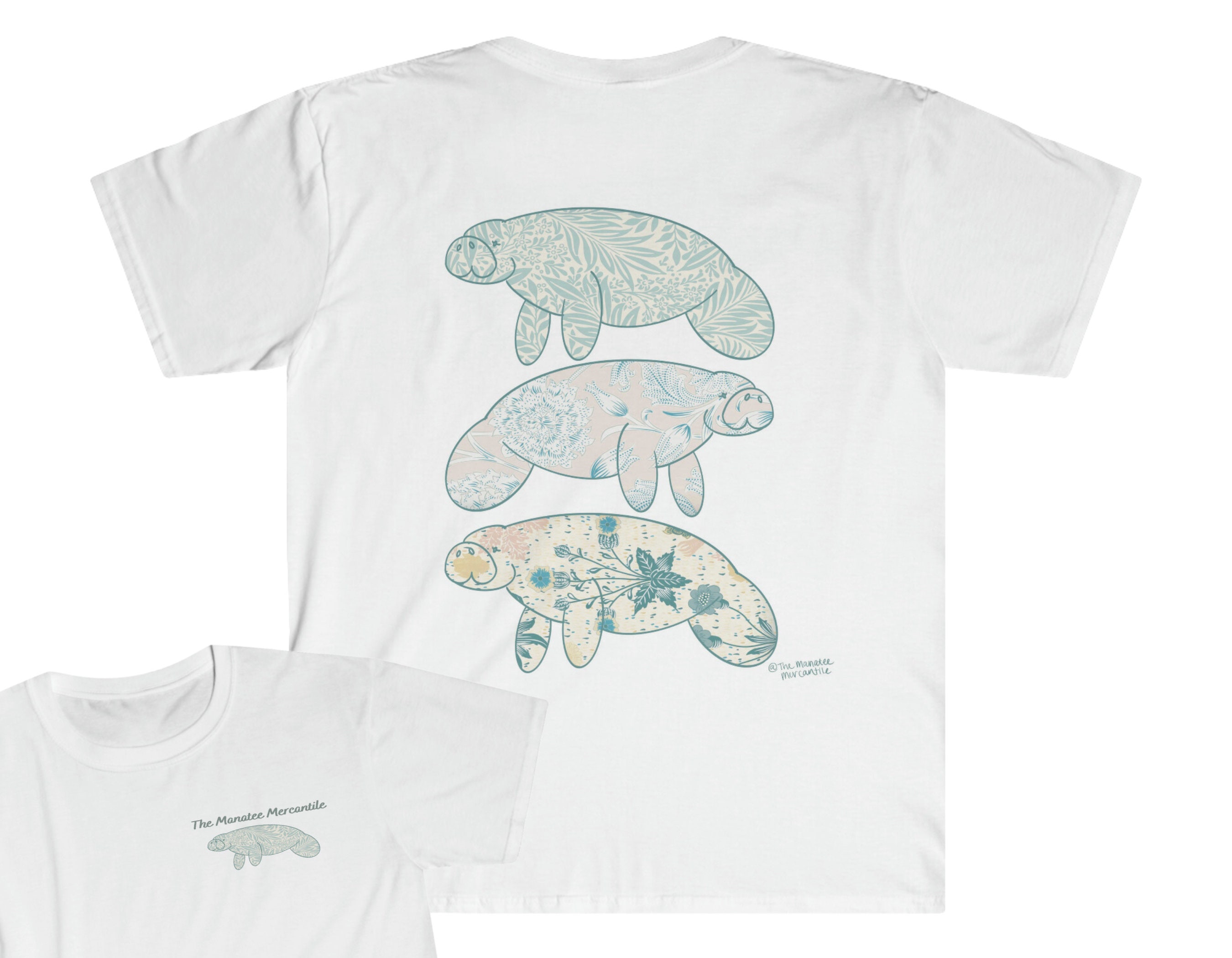 Floral Manatee Shirt, Manatee Back Design T-shirt, Manatee Gift - Etsy