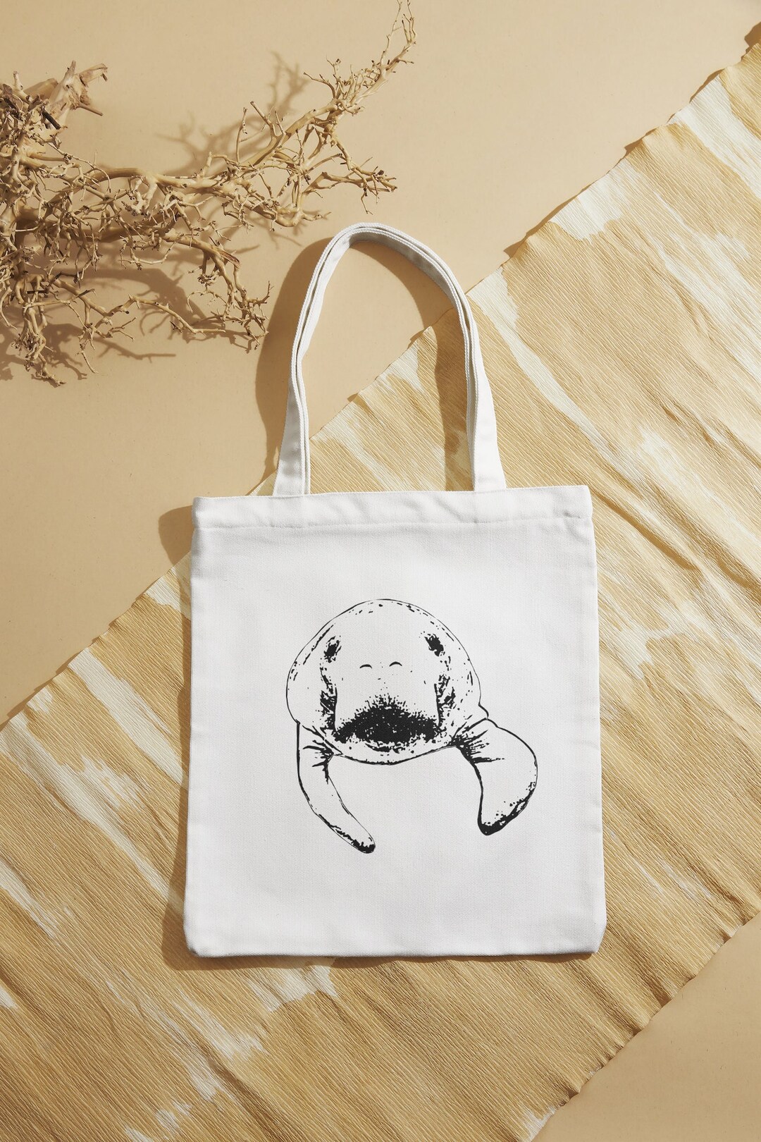 Manatee Tote Bag, Cute Cotton Canvas Bag, Manatee Lover Gift, School ...