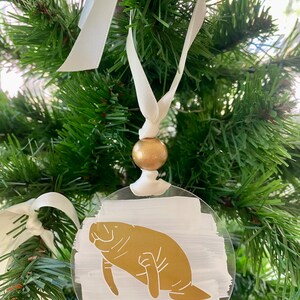 Manatee Acrylic Painted Christmas Ornament, Manatee Ornament, Chritmas ...