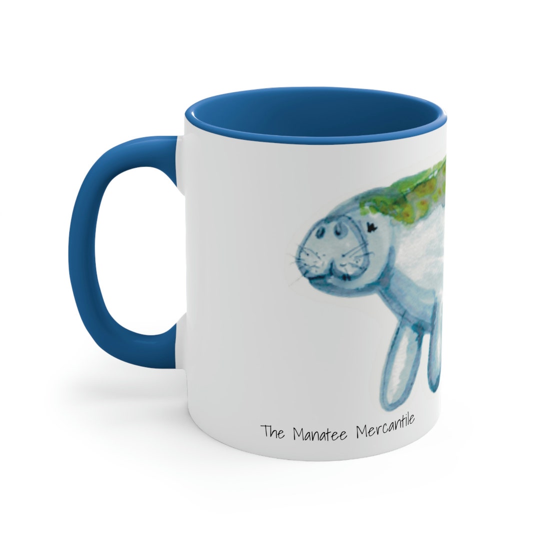 Watercolor Manatee Coffee Mug, 11oz Two Tone Manatee Mug, Manatee Cup ...