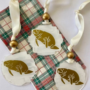 Manatee Acrylic Painted Christmas Ornament, Manatee Ornament, Chritmas ...