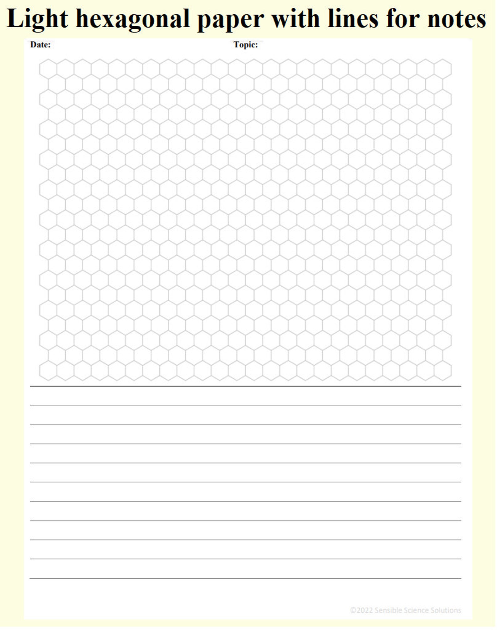 Hexagon Paper for Organic Chemistry. Hexagon Graph Paper. O Chem Hex ...