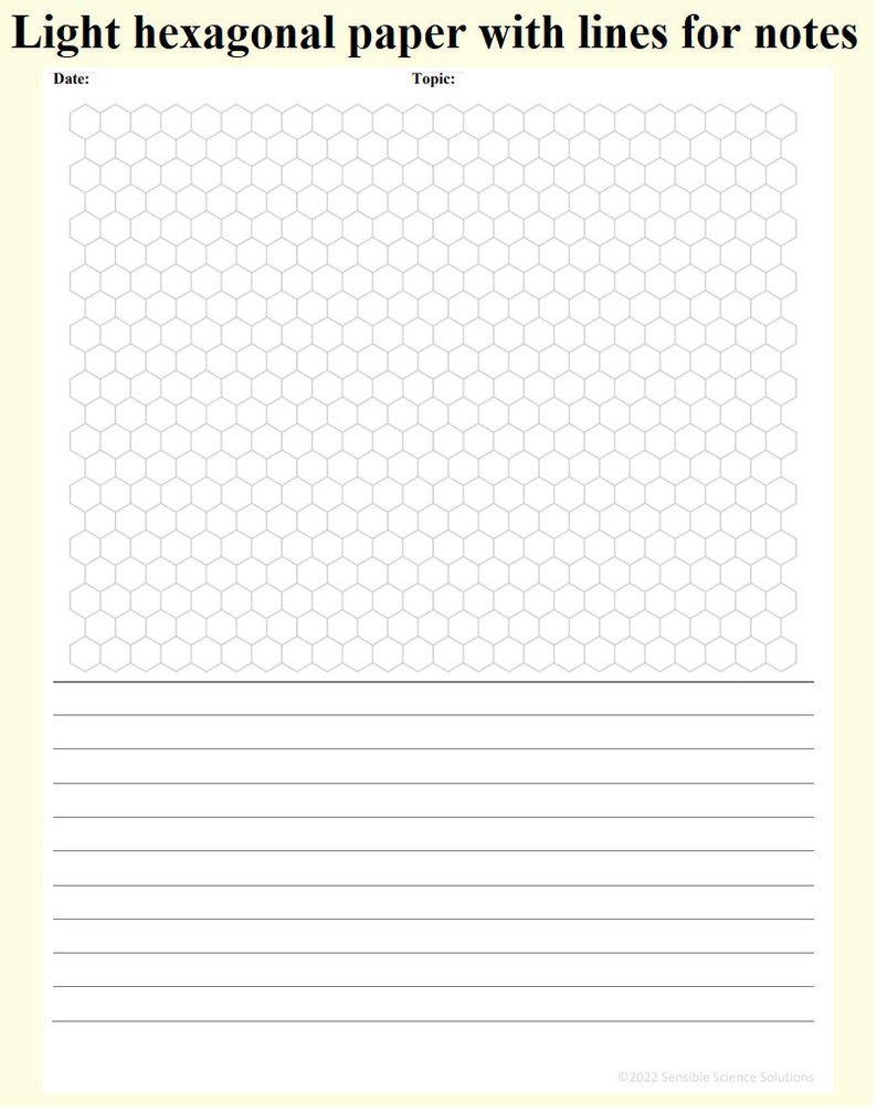 Hexagon Paper for Organic Chemistry. Hexagon Graph Paper. O Chem Hex ...