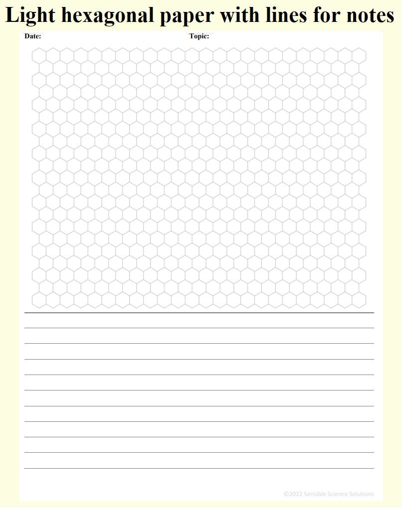 Hexagon Paper for Organic Chemistry. Hexagon Graph Paper. O Chem Hex ...