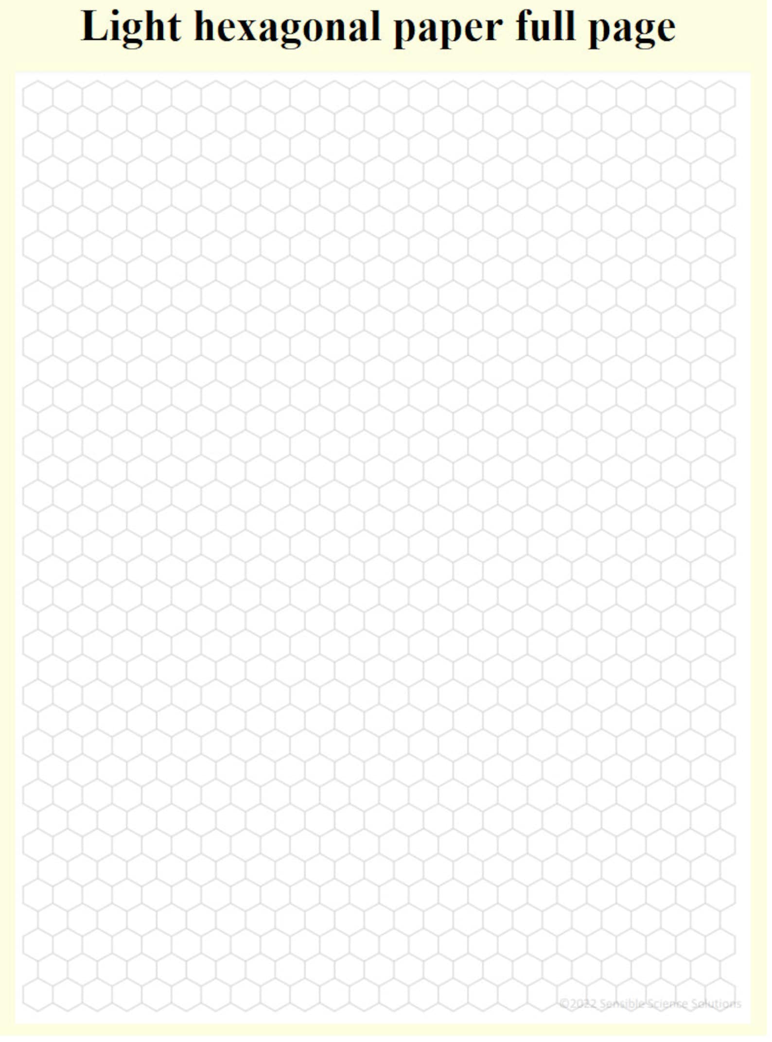 Hexagon Paper for Organic Chemistry. Hexagon Graph Paper. O Chem Hex ...