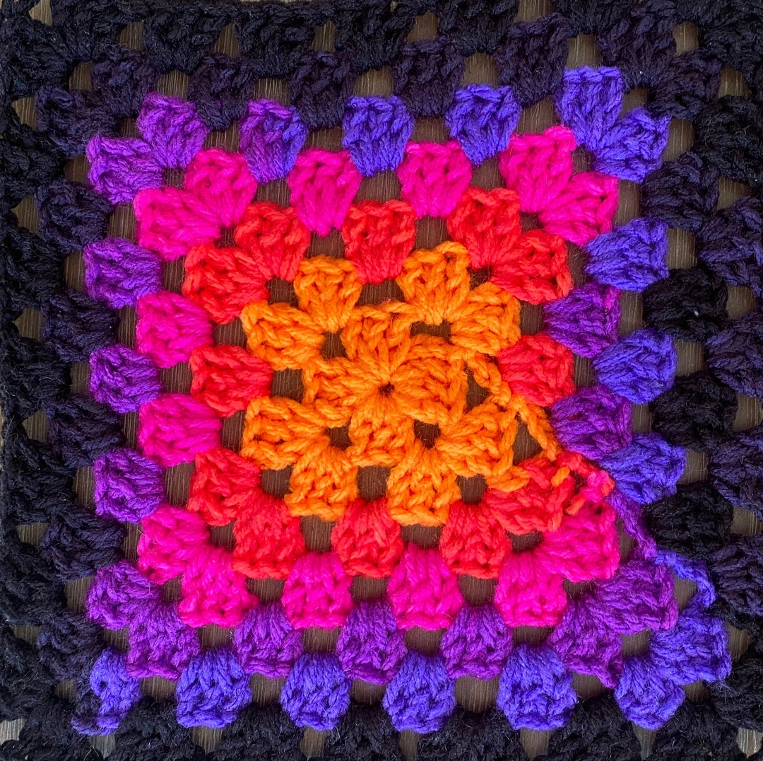 Crochet Granny Square With Colors - Etsy