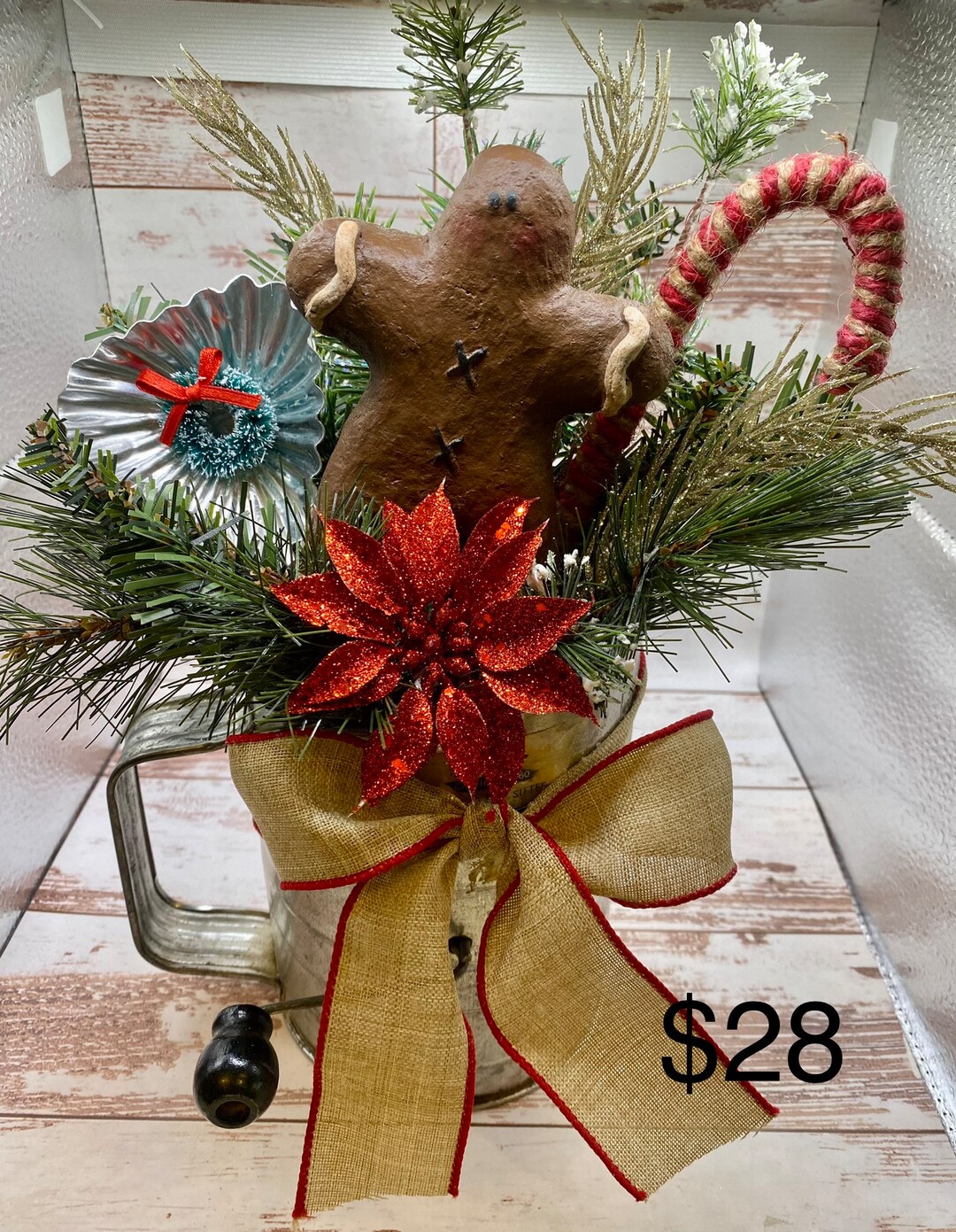 Vintage Flour Sifter Gingerbread Man Rustic Candy Cane - Etsy