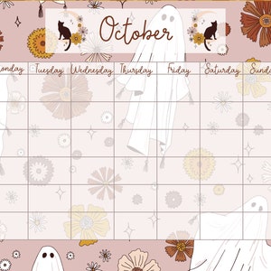 Boho Monthly Calendar Printable | Seasonal Planner, Undated Wall ...