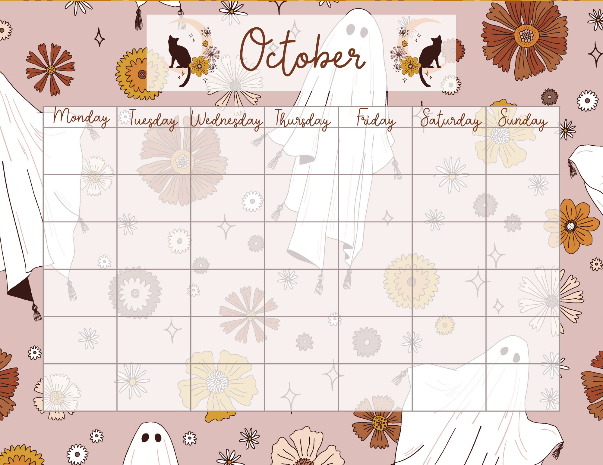 Adorable Boho Monthly Calendar - Seasonal & Holiday Focus - Digital ...