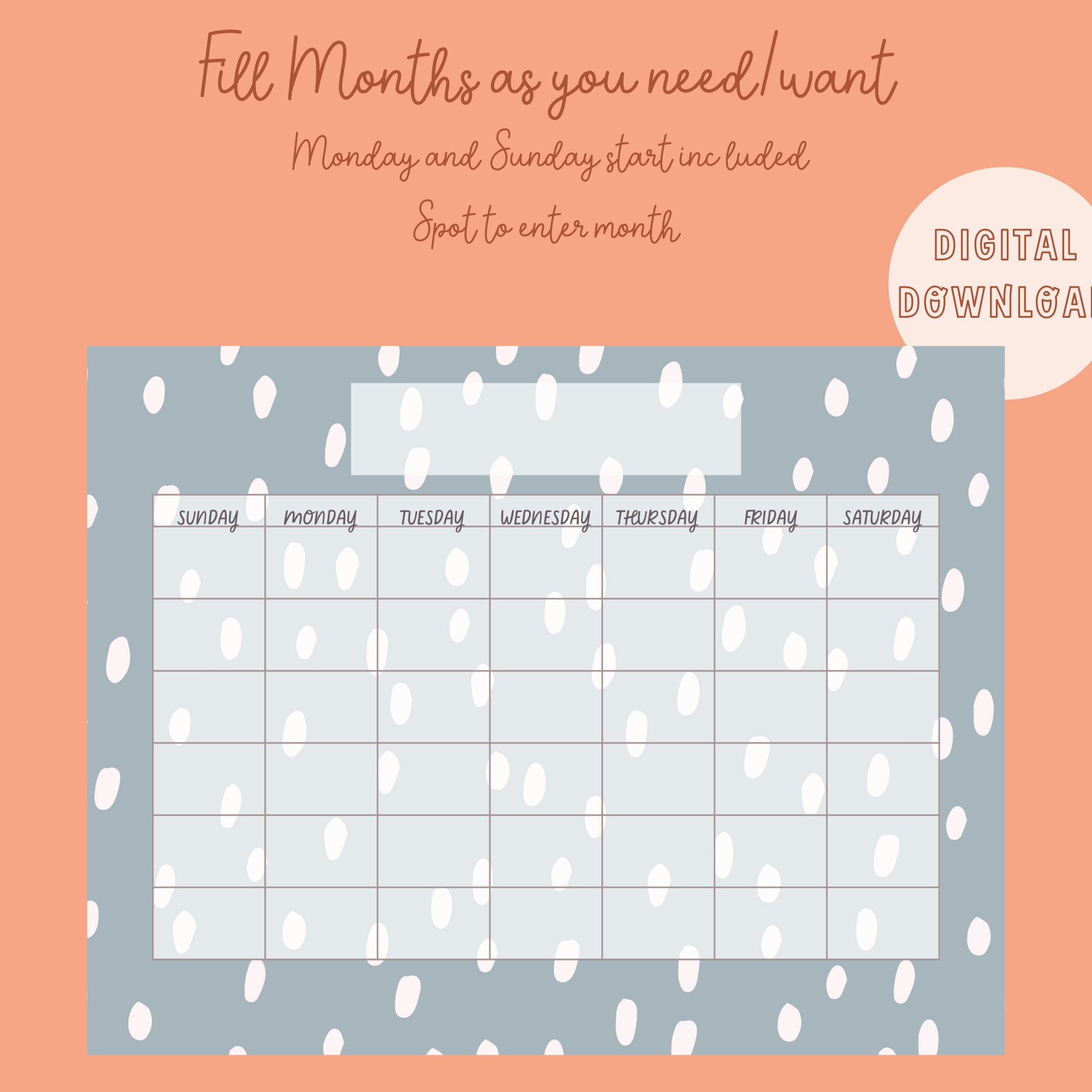 Cute Pastel Printable Calendar - Aesthetic Digital Download 2024 ...
