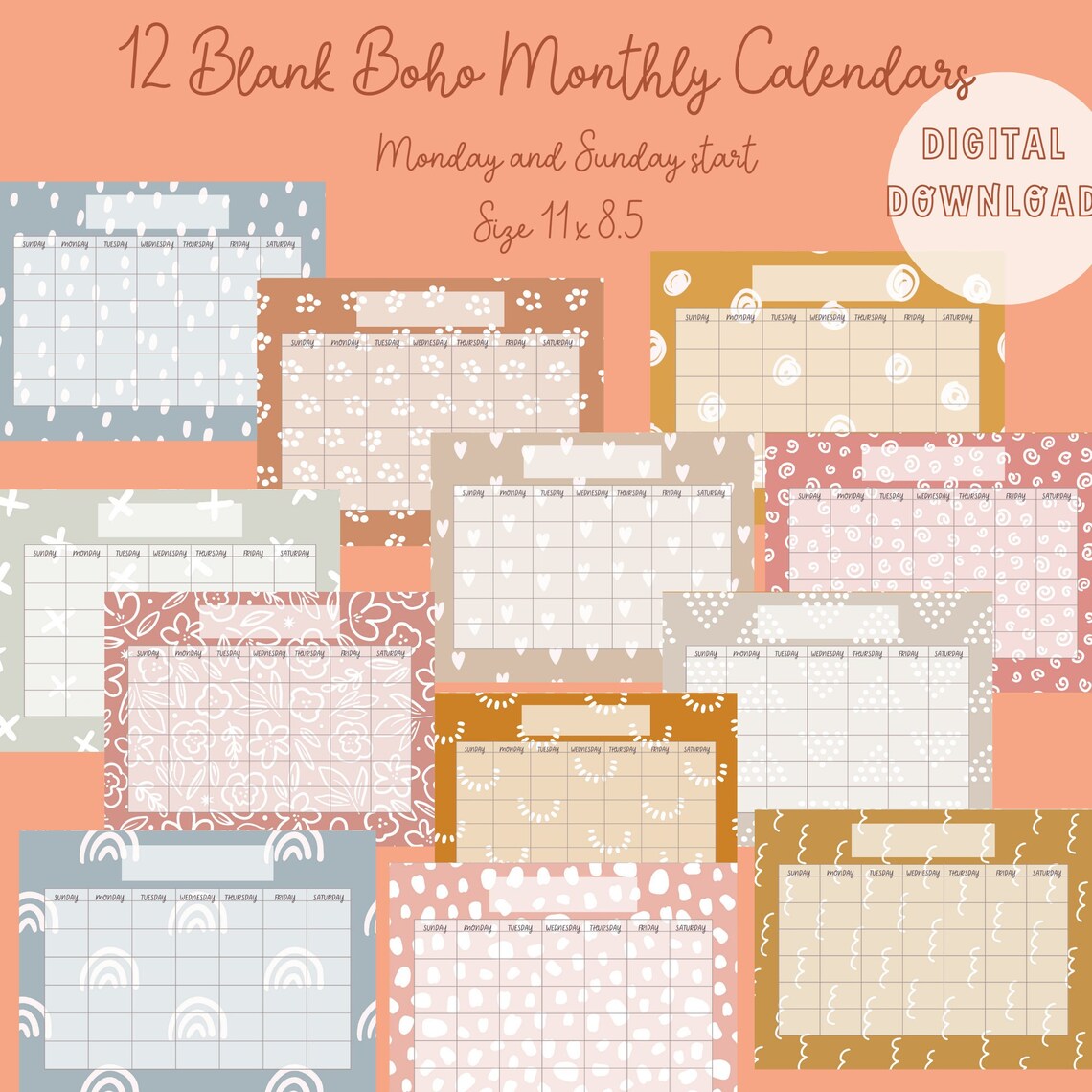 Cute Pastel Printable Calendar - Aesthetic Digital Download 2024 ...