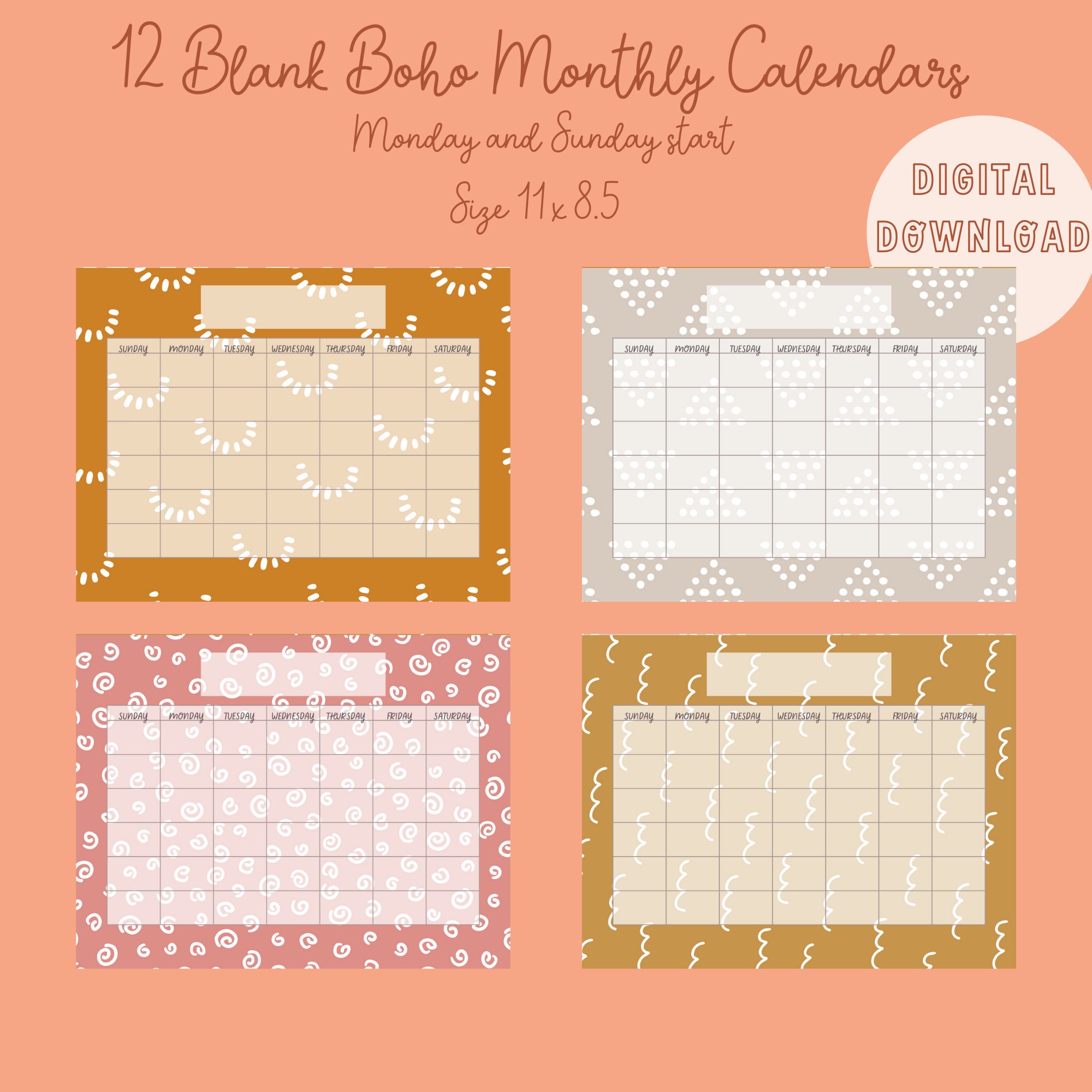 Cute Pastel Printable Calendar - Aesthetic Digital Download 2024 ...